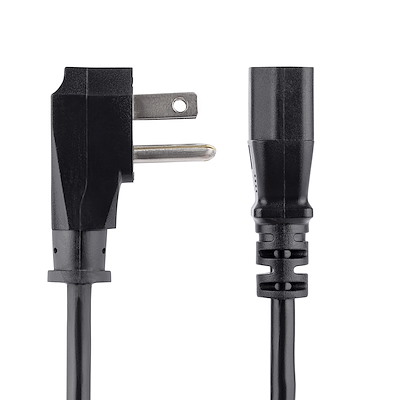 15ft (4.5m) Computer Power Cord, Flat NEMA 5-15P to C13, 10A 125V, 18AWG, Black Replacement AC ...